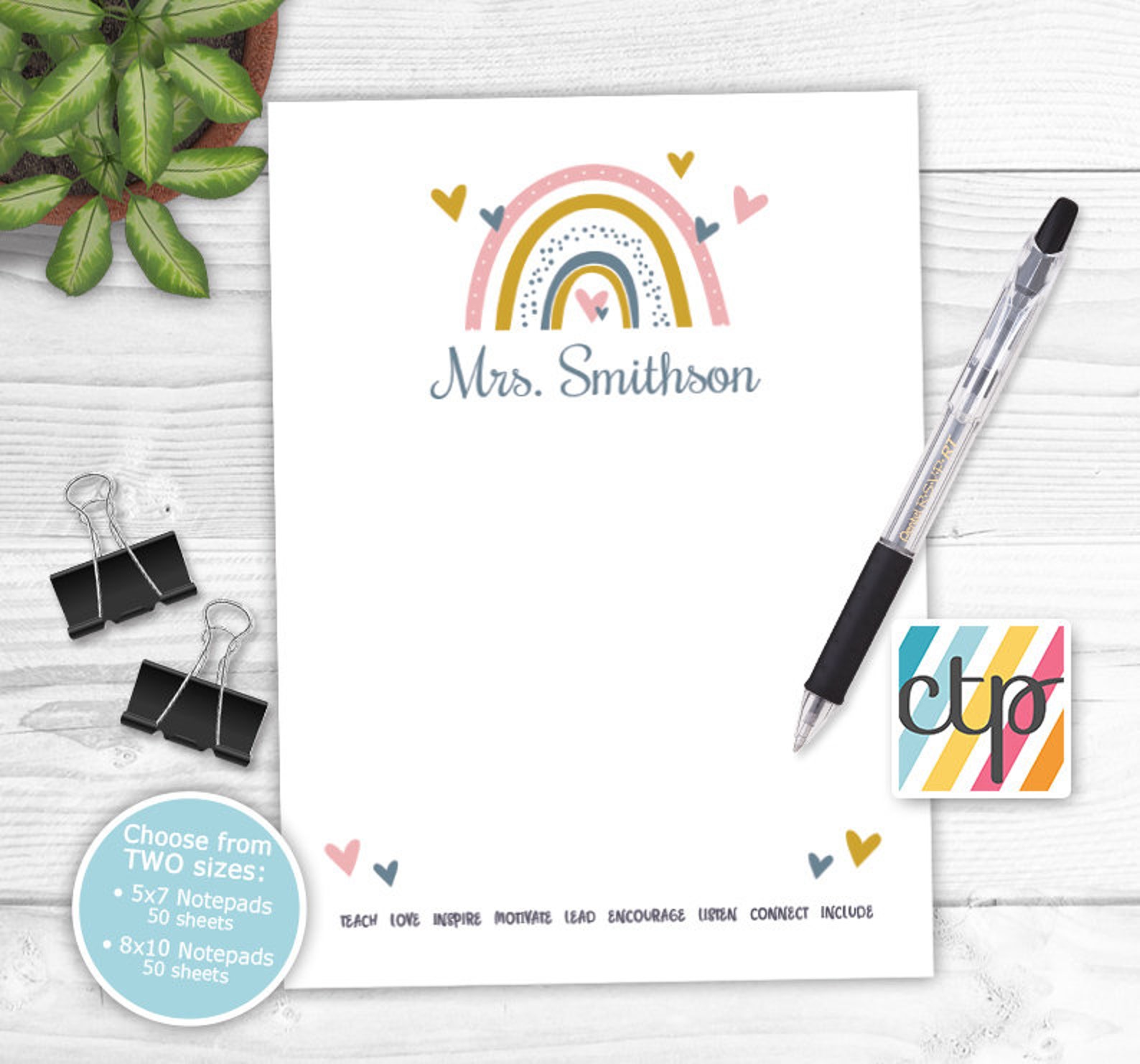 Teacher Notepad, Personalized Notepad, Teacher Appreciation Gift ...