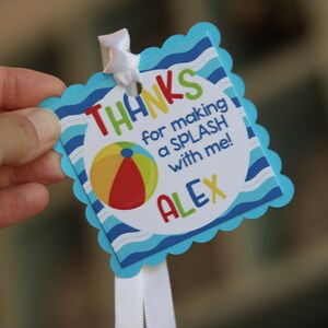 Pool Party Birthday Favor Tags, Beach Ball Party Decorations, Summer ...