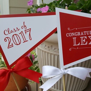 GRADUATION PARTY DECORATIONS, Graduation Centerpiece. Grad Pennant Flag ...