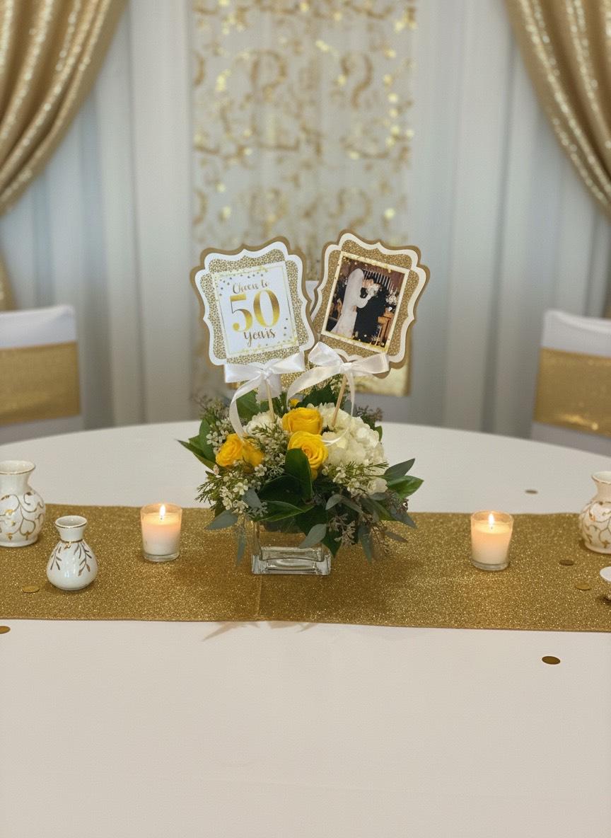 Golden Anniversary Table Centerpiece, Set of 3 - Fully Assembled! - Etsy