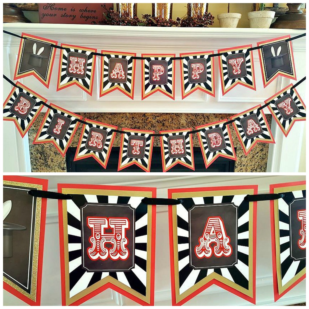 MAGIC SHOW BIRTHDAY Banner, Happy Birthday, Magician Birthday, Magic ...