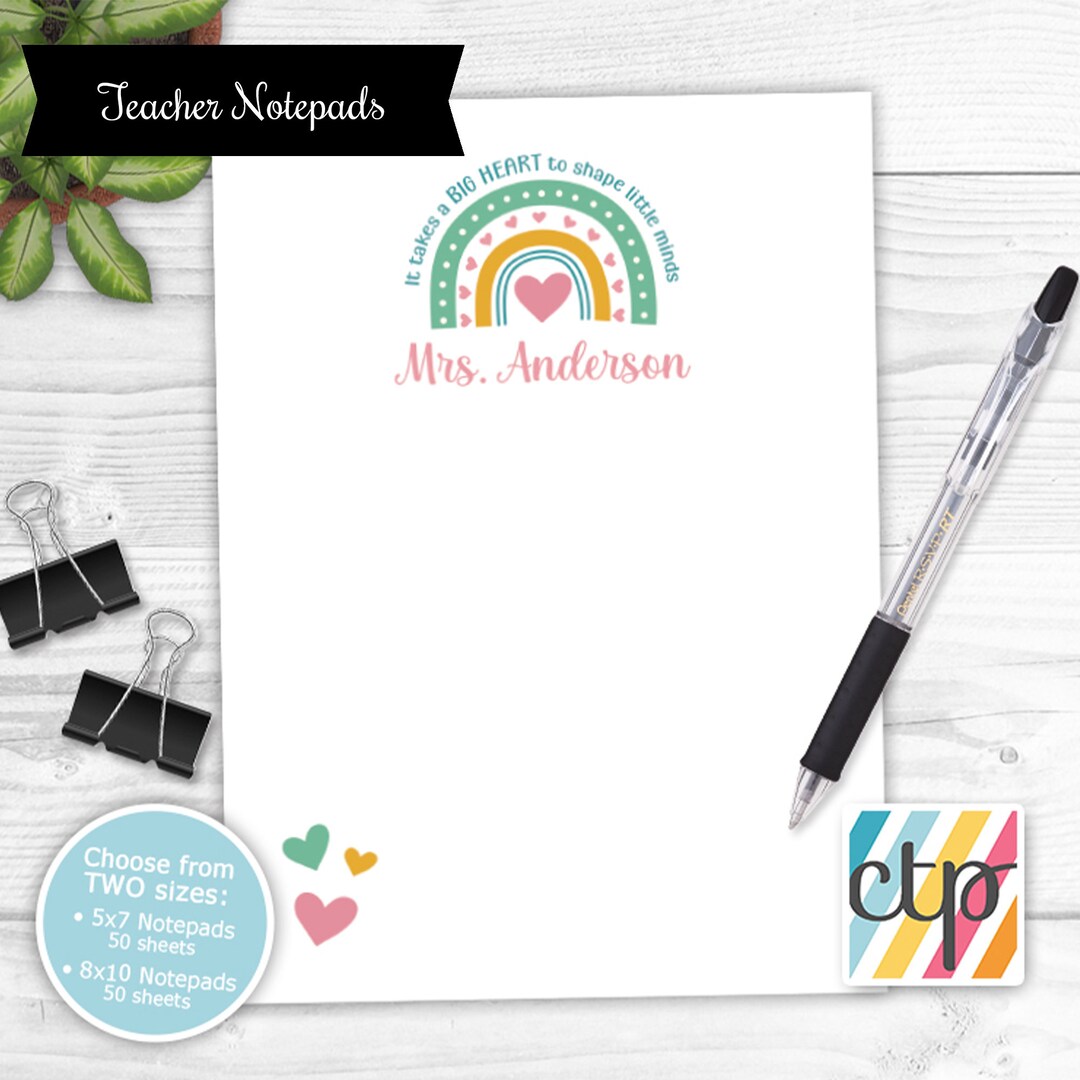 Teacher Notepad, Personalized Notepad, Teacher Appreciation Gift ...