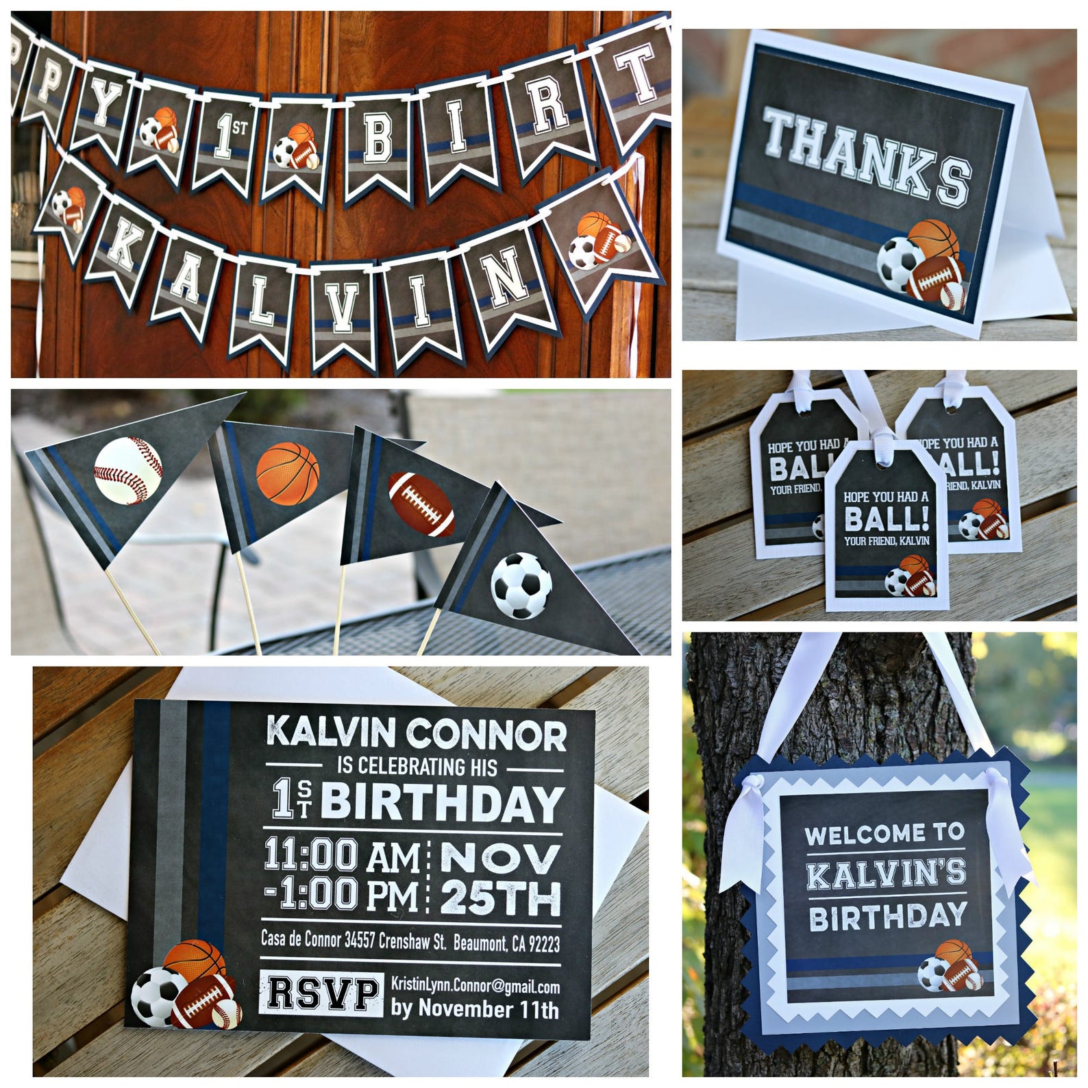 BOY SPORTS THEME Birthday Banner Happy Birthday Sports Party - Etsy