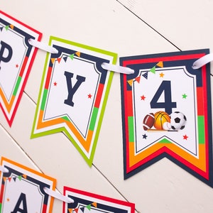 Boy Sports Theme Birthday Banner, Happy Birthday, Sports Party ...