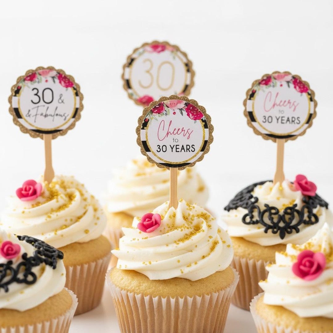 Mini Cupcake Toppers for Milestone Birthday, Fully Assembled! - Etsy