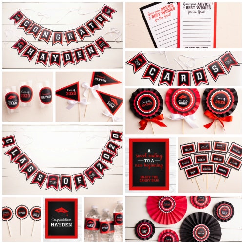Red and Black Graduation Graduation Party Decorations - Etsy