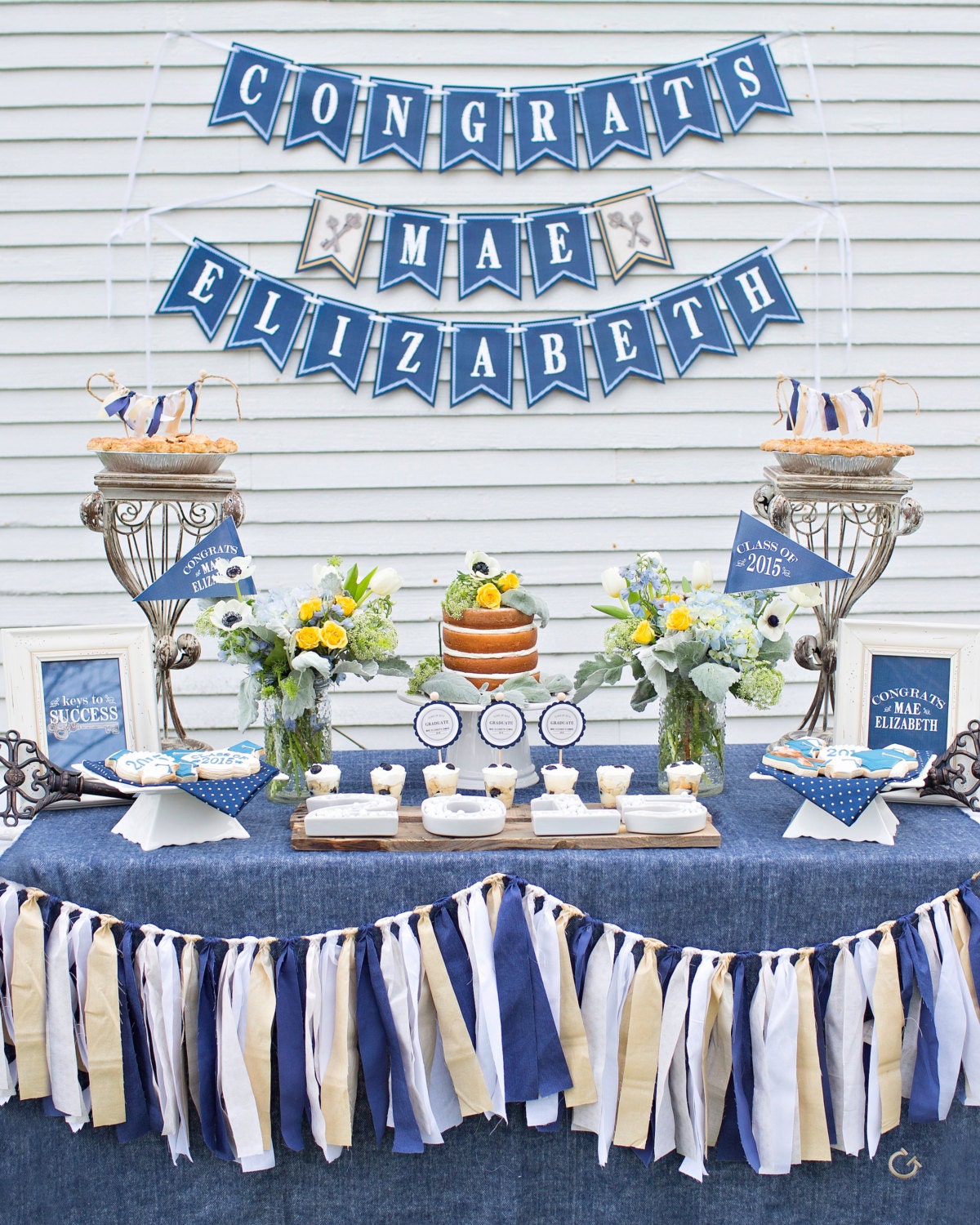 GRADUATION PARTY DECORATIONS, Graduation Centerpiece, Grad Pennant Flag ...