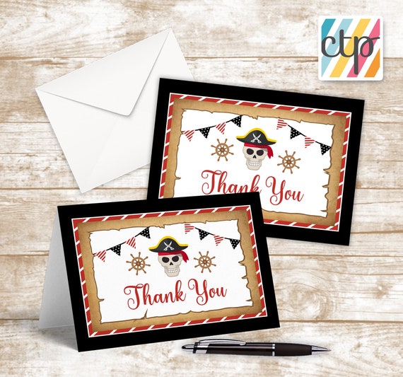 Pirate Party Decorations, Thank You Cards, Ahoy Matey, Boy, by Charming ...
