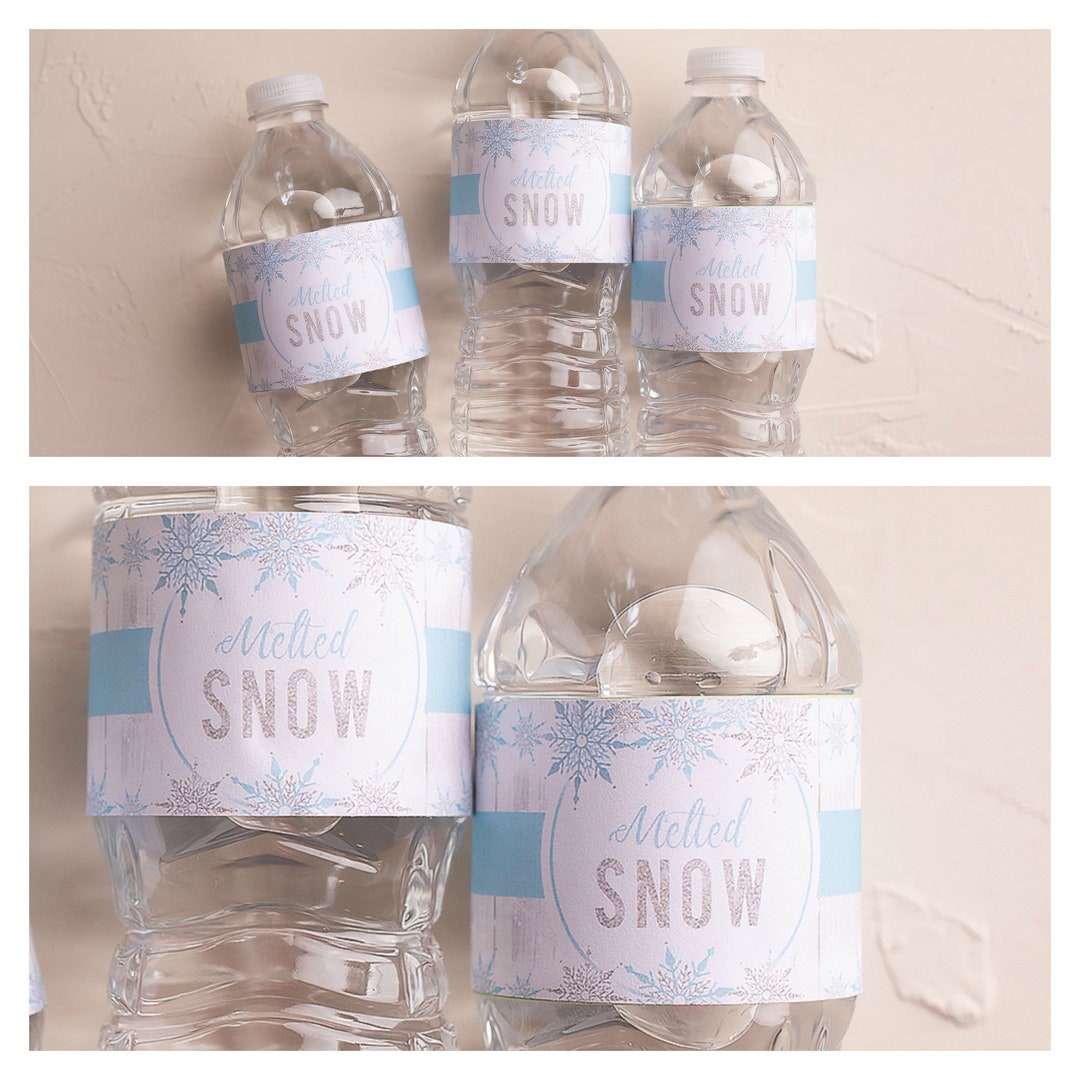 Melted Snow Water Bottle Labels, Printed Water Bottle Wraps, Self Stick ...