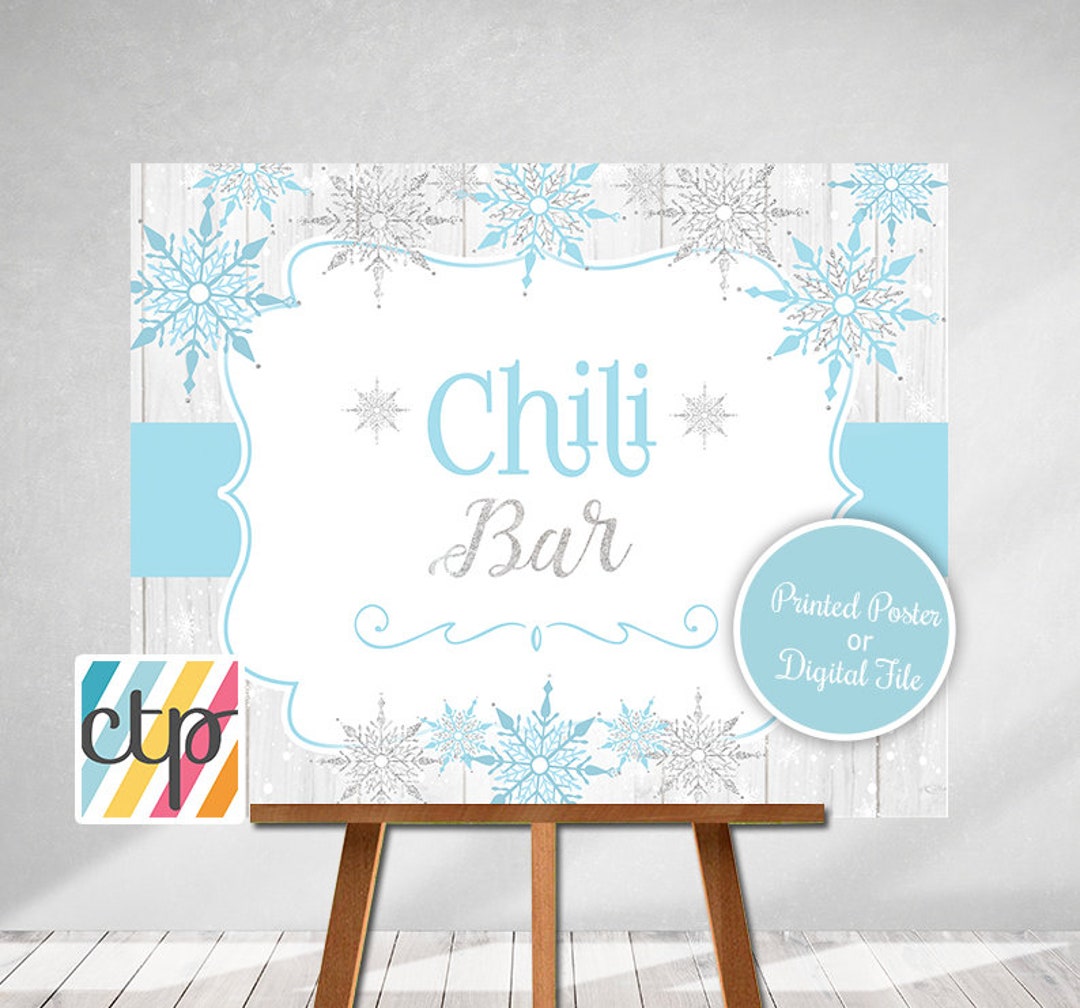 PRINTED Chili Bar Sign, Winter Party Sign, Winter Onederland, Pastel ...