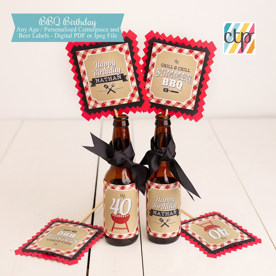 BBQ Birthday Centerpiece, Beer Centerpiece, Centerpiece Sticks ...