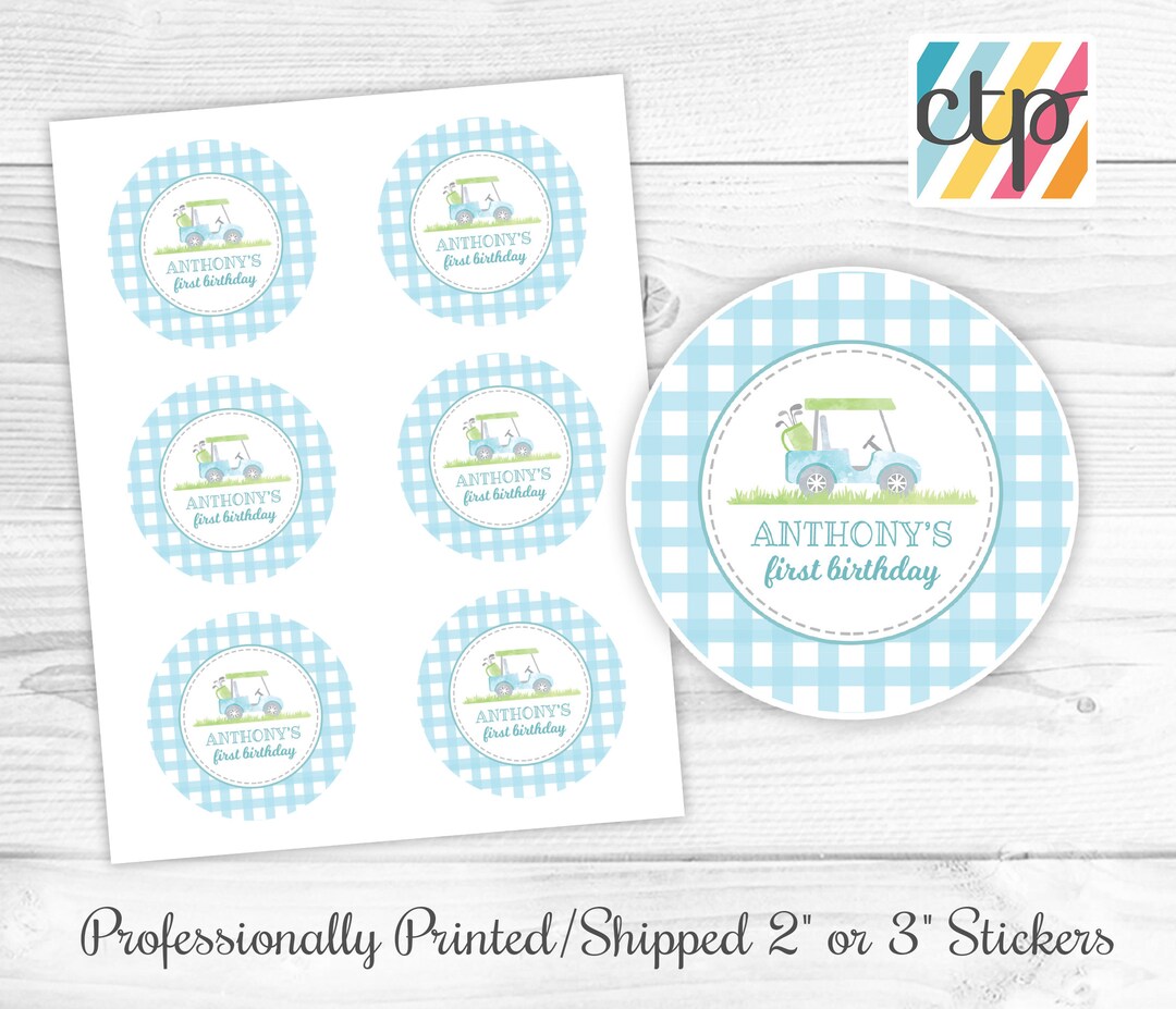 Personalized Glossy Golf Theme Birthday Party Favor Labels - Golf ...