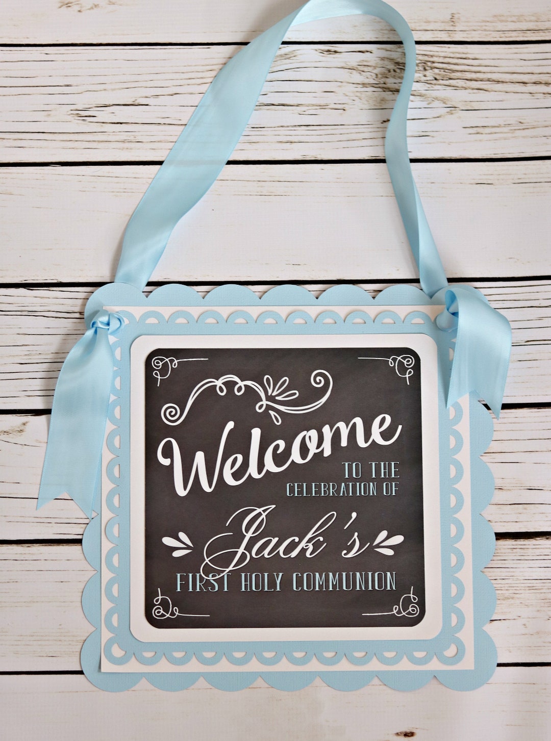 First Communion Welcome Sign, Baptism, Religious Party Decorations ...