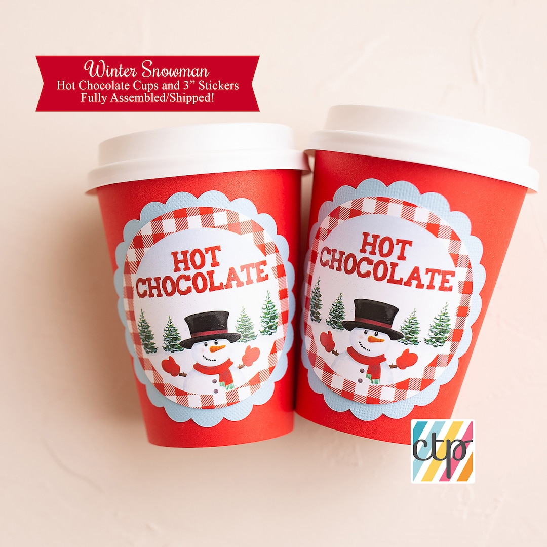 Cups, Hot Chocolate, Hot Chocolate Kit, Snowman, Holiday Party, Kids ...