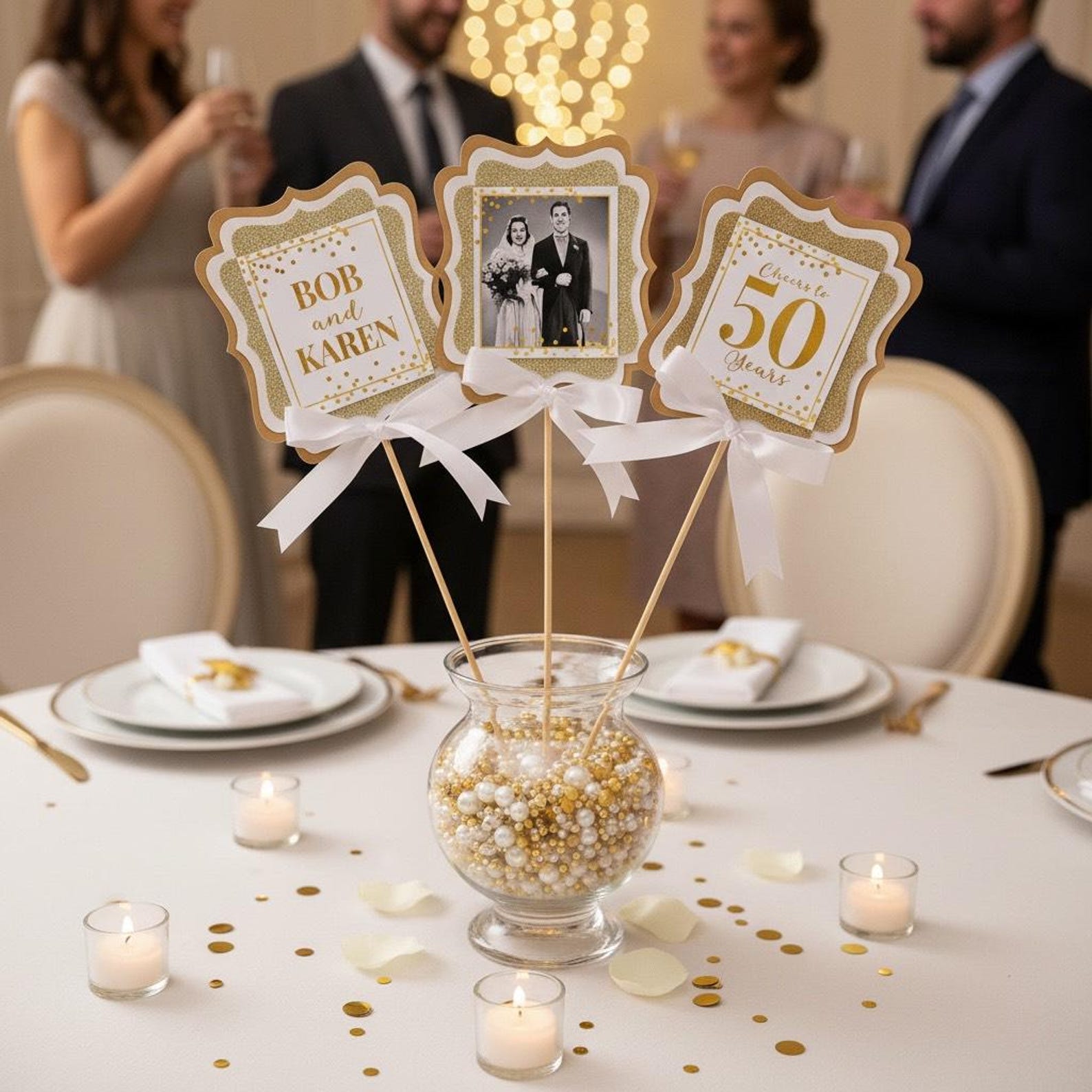 Golden Anniversary Table Centerpiece, Set of 3 - Fully Assembled! - Etsy
