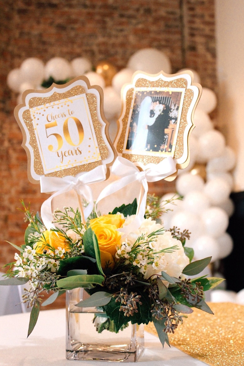 Golden Anniversary Centerpiece Printable 50th Anniversary Etsy