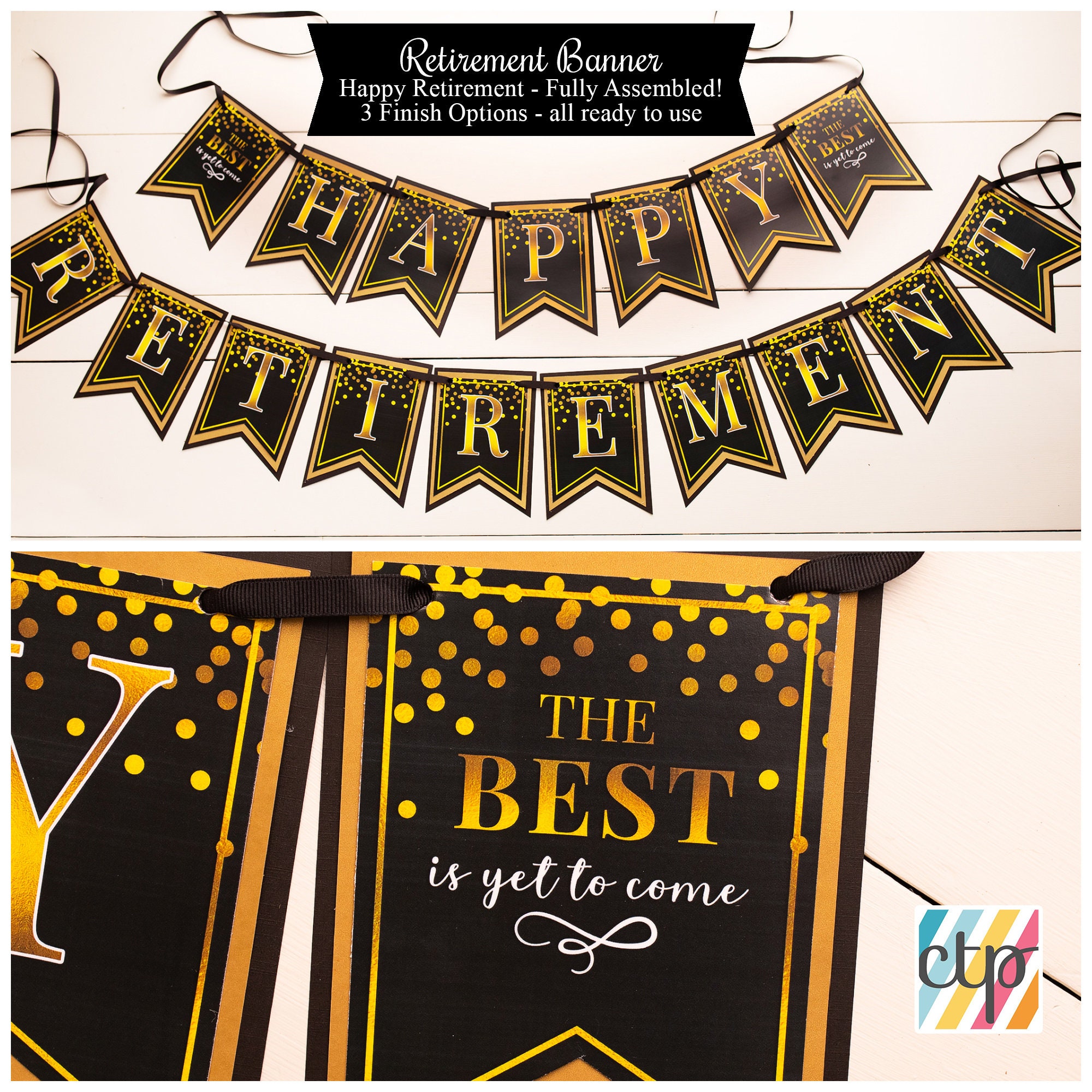 Custom Centerpiece Sticks for Retirement Celebration, Set of 3, Black ...