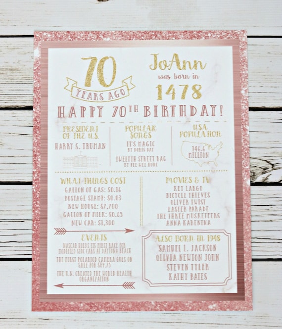 PRINTED 70th Birthday Poster Back In 1949 What Happened In 1949 70th printed-70th-birthday-poster-back-in-1949-what-happened-in-1949-70th