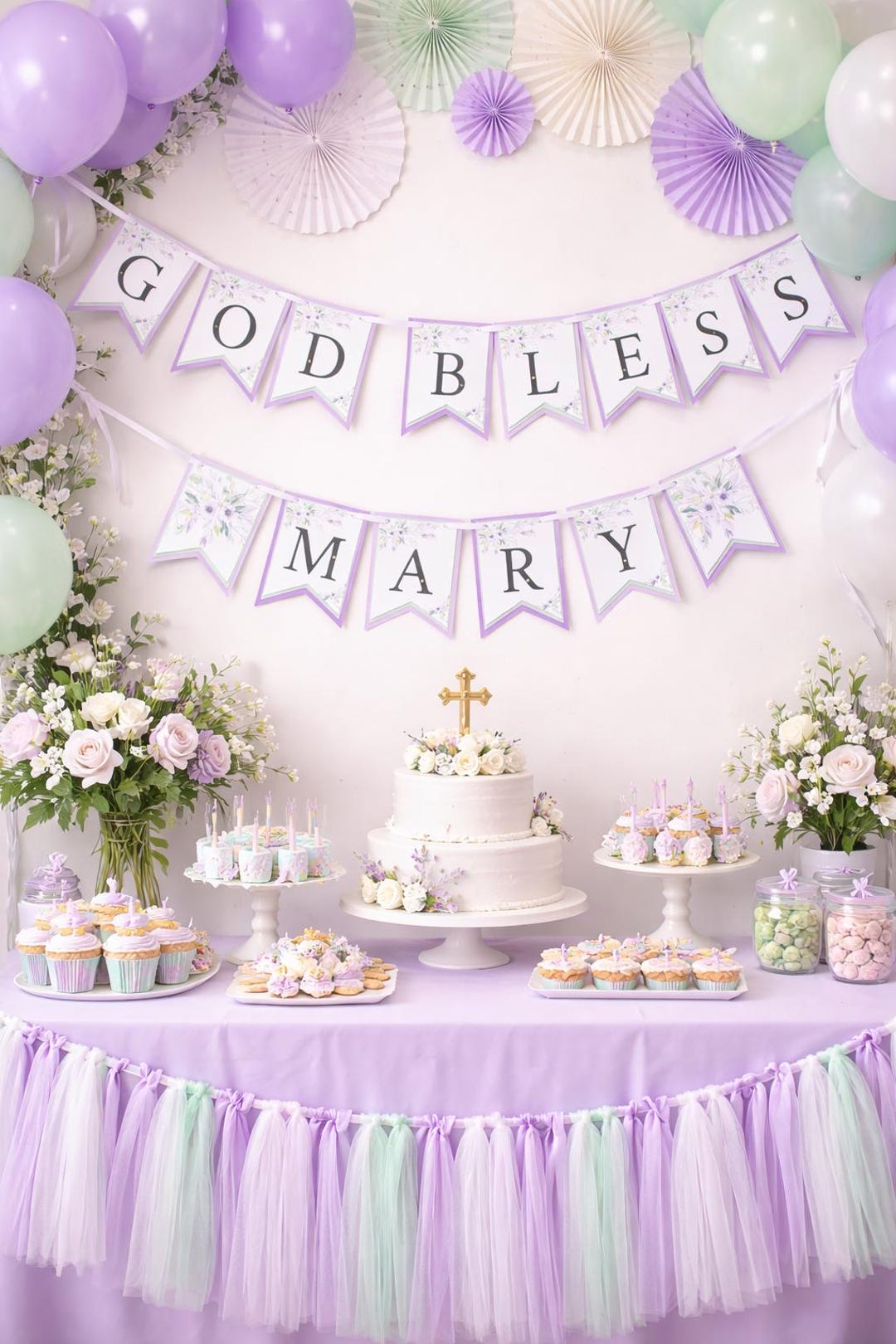 God Bless Name Banner for Religious Celebration, Fully Assembled! - Etsy