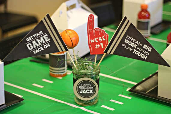 SPORTS THEME BIRTHDAY Party Centerpiece Pennant Flags Boy - Etsy