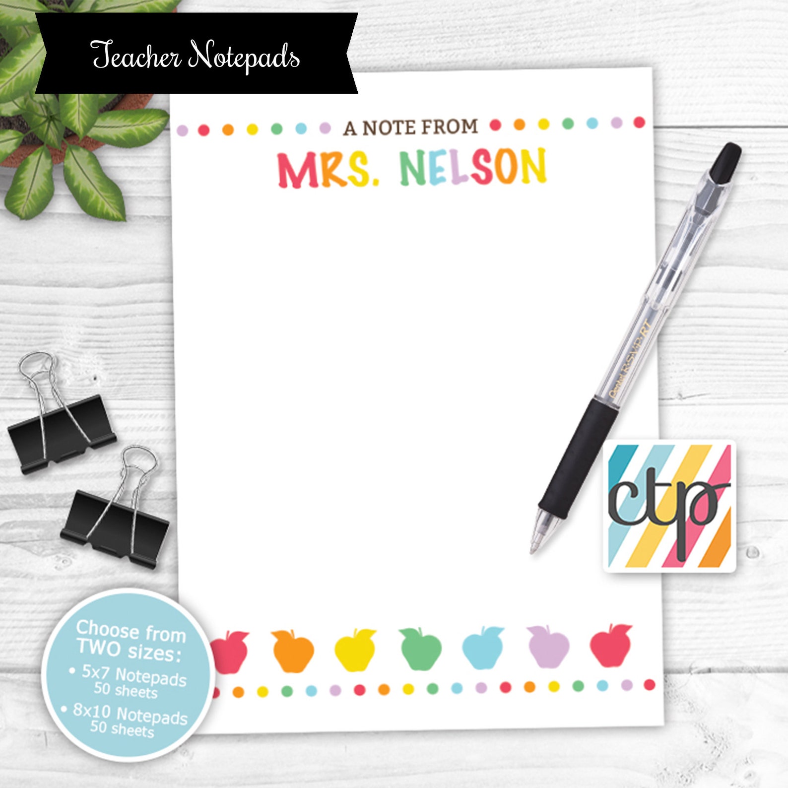 Teacher Notepad Personalized Notepad Teacher Appreciation - Etsy