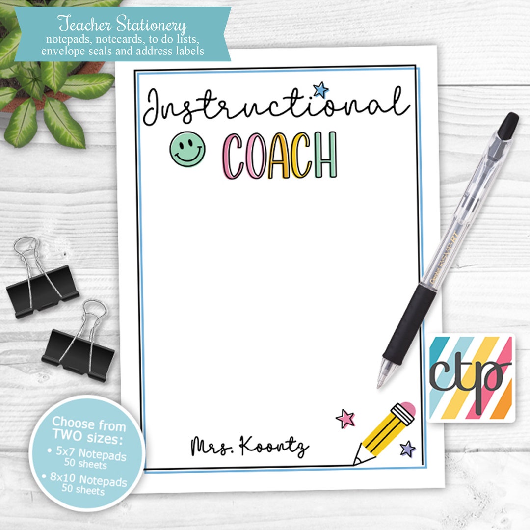 Instructional Coach Gift Teacher Notepad Personalized - Etsy