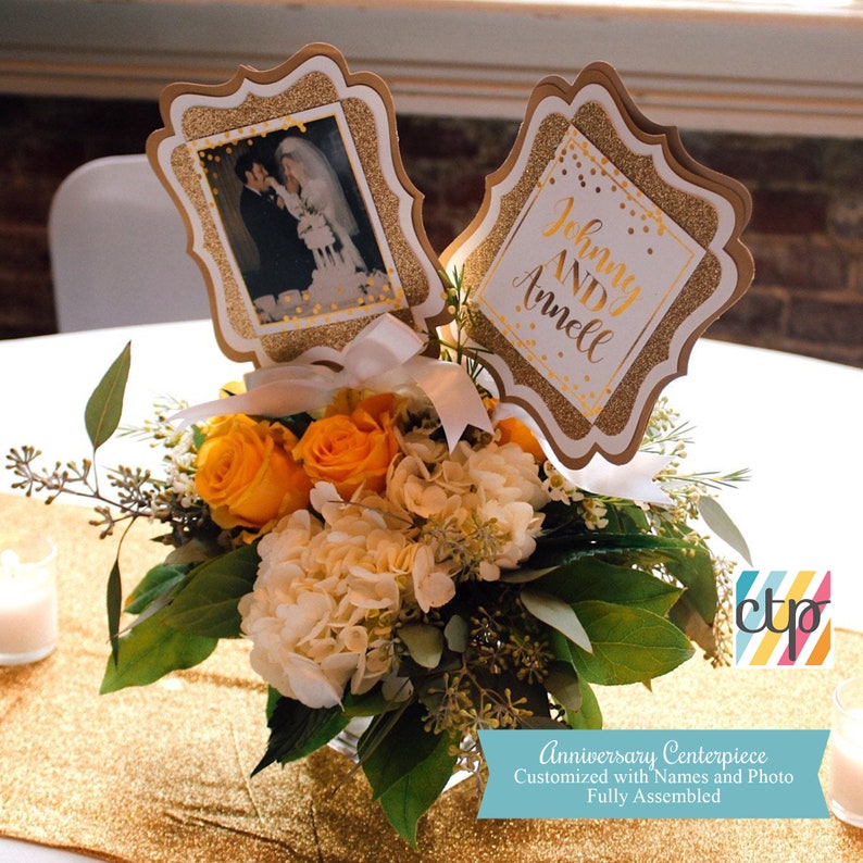 Golden Anniversary Centerpiece 50th Anniversary Party Etsy