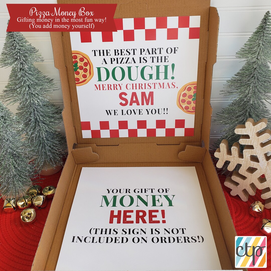 Pizza Box, Money Gift Box, Personalized Gift, Christmas Gifts, Cousin ...