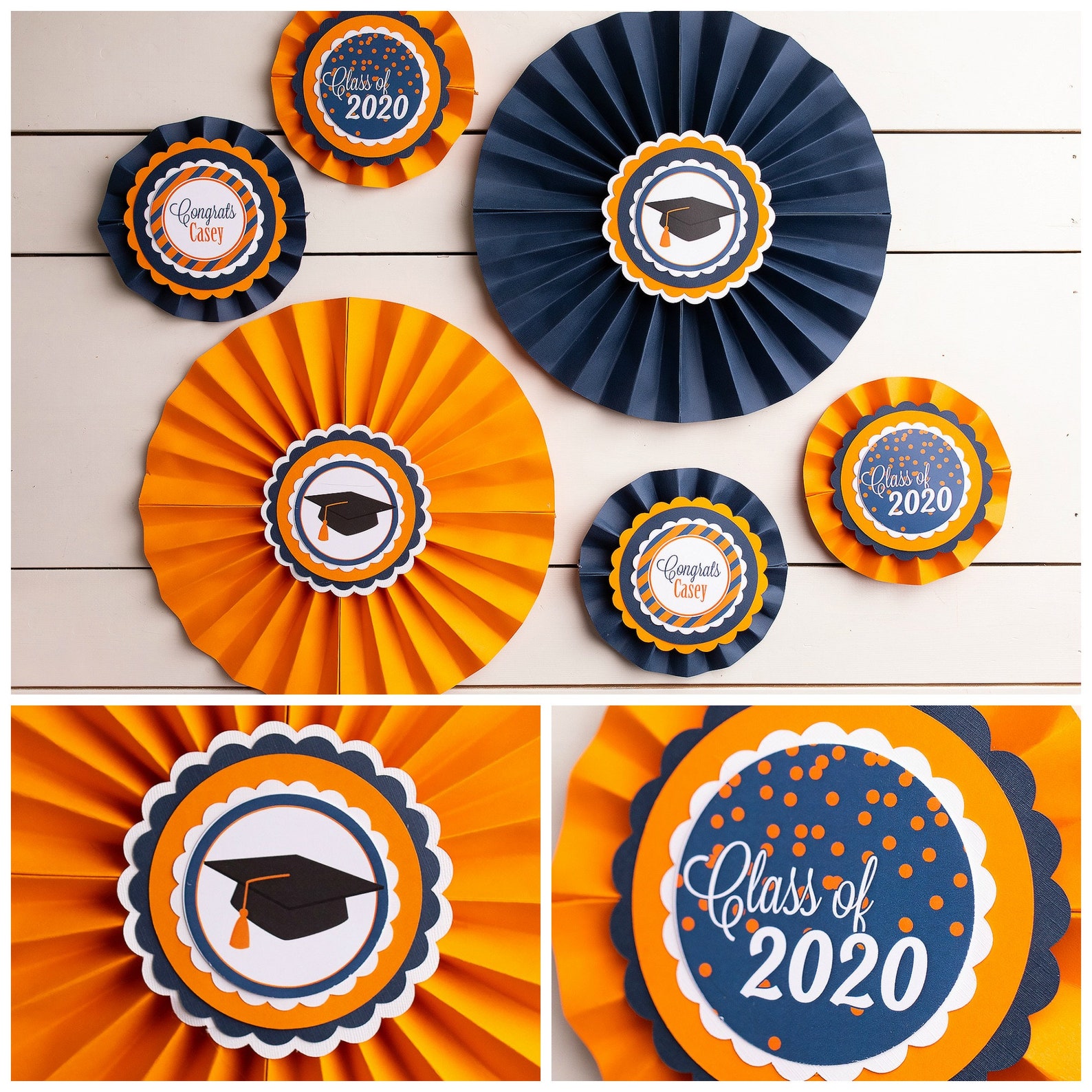 Graduation Party Decorations Decorative Rosettes Paper Fans | Etsy
