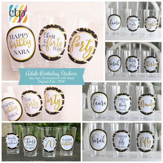 Womens Birthday Stickers, Party Cups, Plastic Cups, Wine Cups, Beer ...