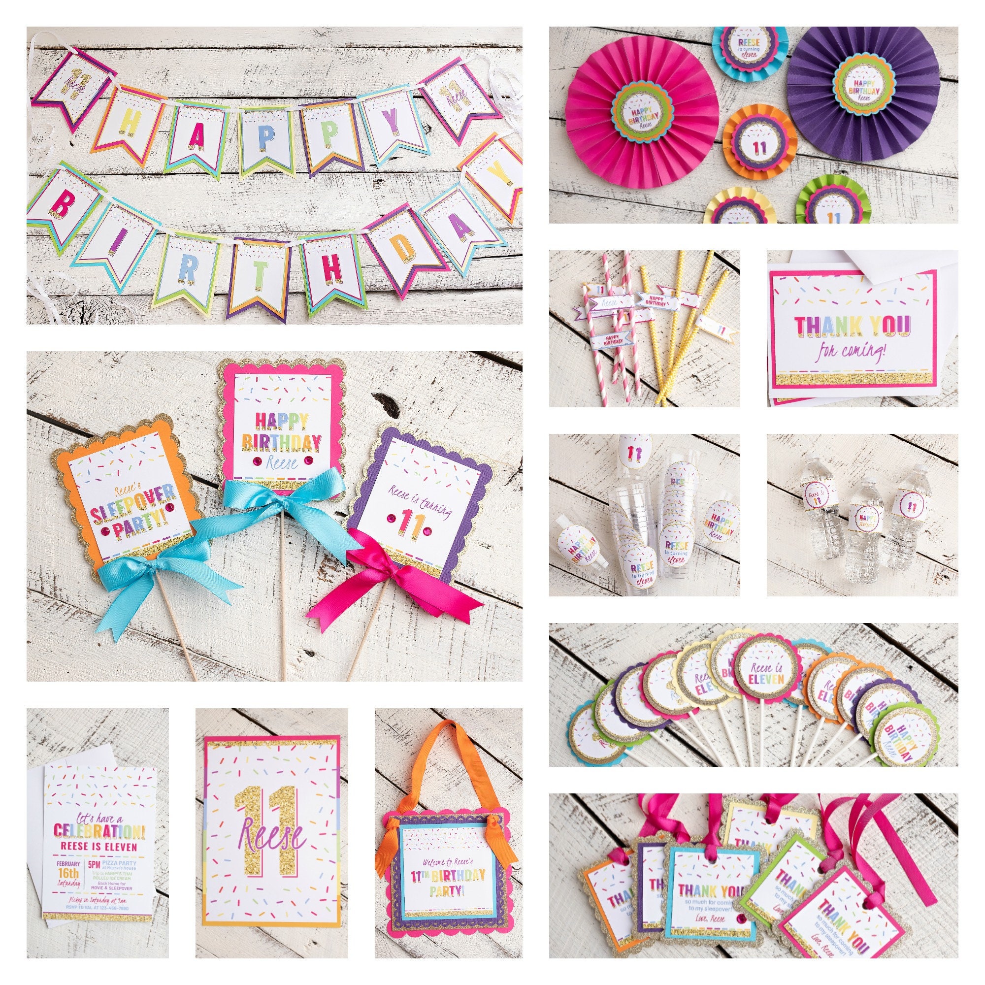 Rainbow Confetti Birthday Banner Rainbow Party Decorations | Etsy