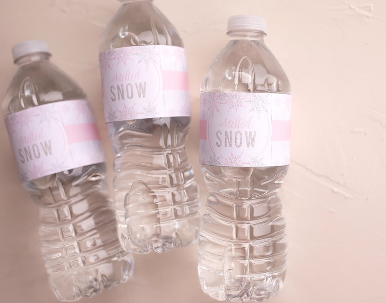 Melted Snow Water Bottle Labels Printed Water Bottle Wraps | Etsy