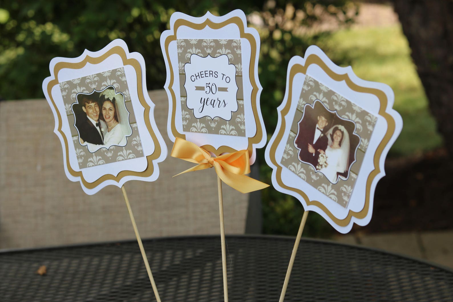 Golden Anniversary 50th Anniversary Centerpiece Sticks Etsy