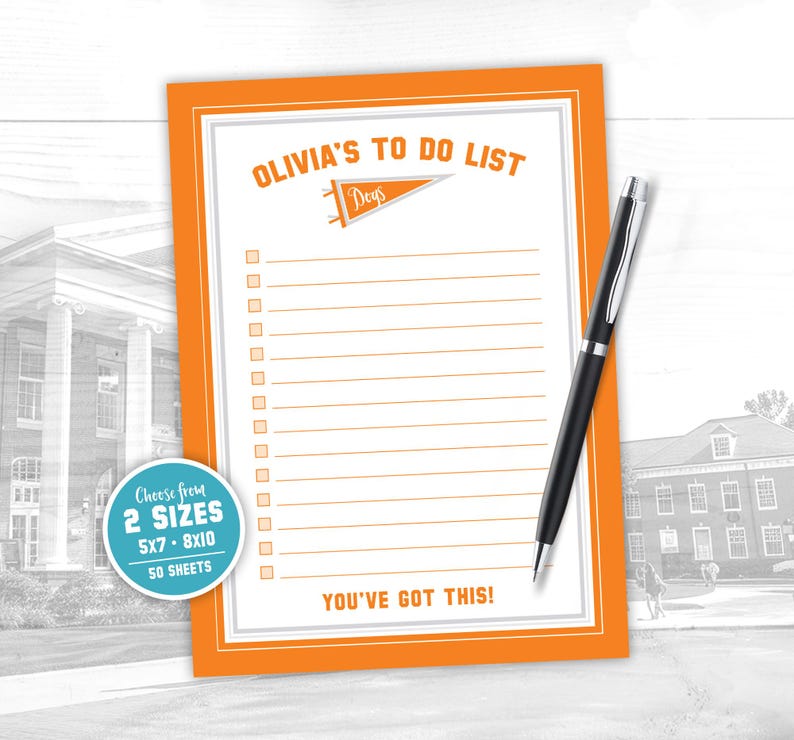 College Notepad - Personalized With Name, University Name, Mascot and ...