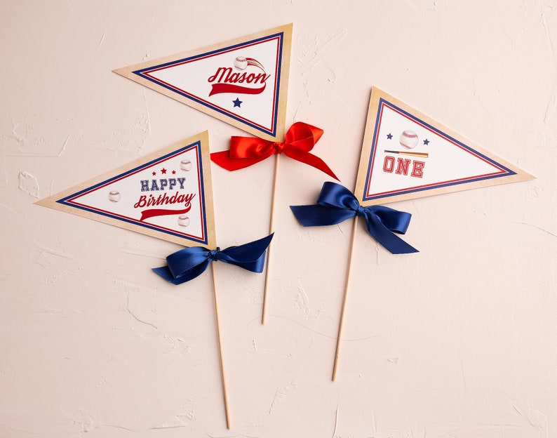 Baseball Centerpiece Pennant Flag Centerpiece Sticks Little | Etsy