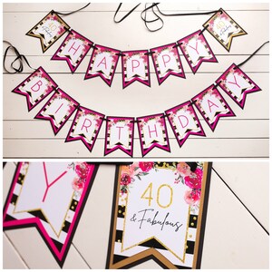 40th Birthday Party Welcome Sign, Hot Pink, Feminine Birthday, 40 and ...