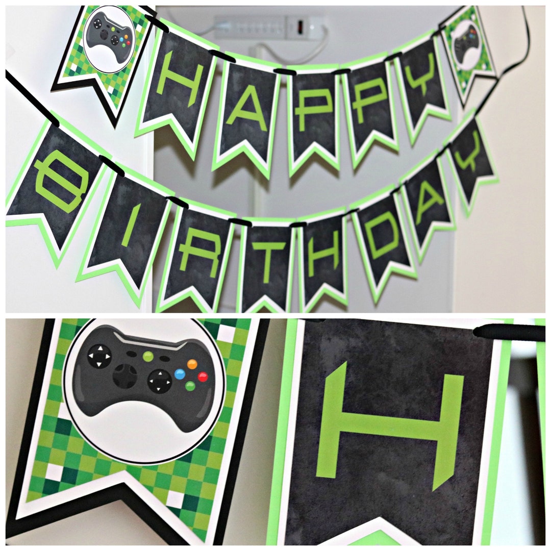 VIDEO GAME BIRTHDAY Banner, Happy Birthday, Gamer Party, Game Truck ...
