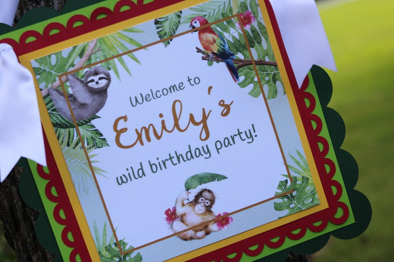 RAINFOREST BIRTHDAY DECORATIONS Welcome Sign Door Sign Rain | Etsy