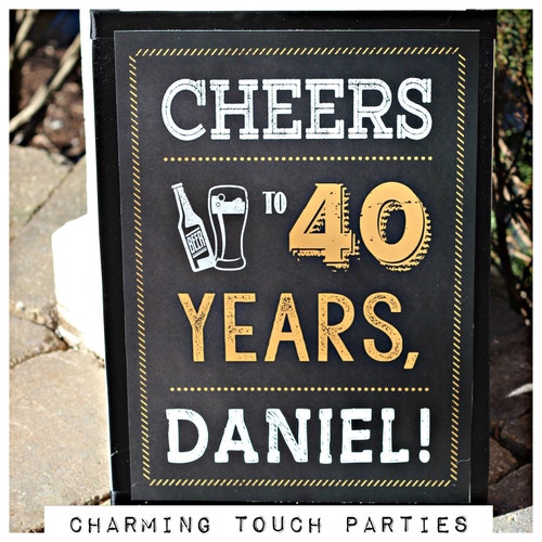 40th Birthday Party Decorations Cheers To 40 Years Birthday Etsy