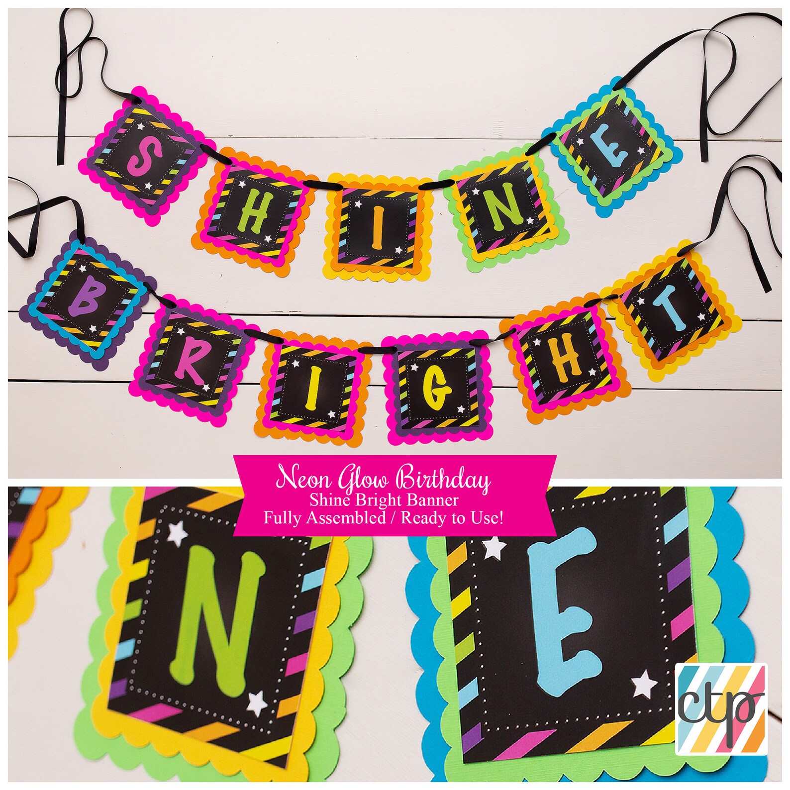 Happy Birthday Banner Birthday Decorations Glow in the Dark - Etsy