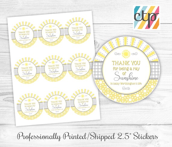 Personalized Glossy Sunshine Baby Shower Party Favor Labels - You Are ...