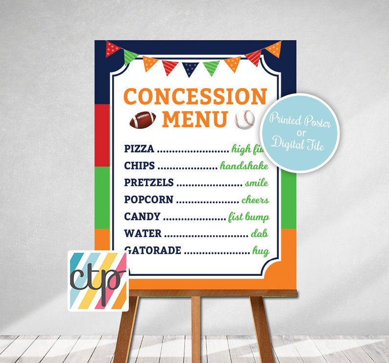 Concessions Menu All Star Sports Birthday Concessions Sign - Etsy