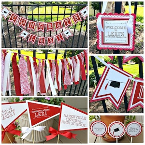 GRADUATION PARTY DECORATIONS, Graduation Centerpiece. Grad Pennant Flag ...