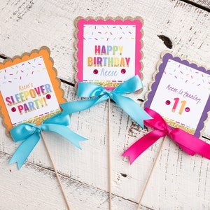 Rainbow Confetti Birthday Banner, Rainbow Party Decorations, Sprinkles ...