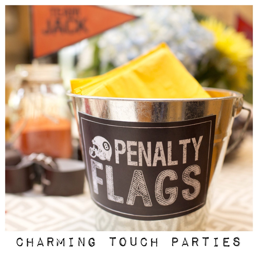BOY SPORTS THEME, Football Birthday Party Decor, Penalty Flags Label ...