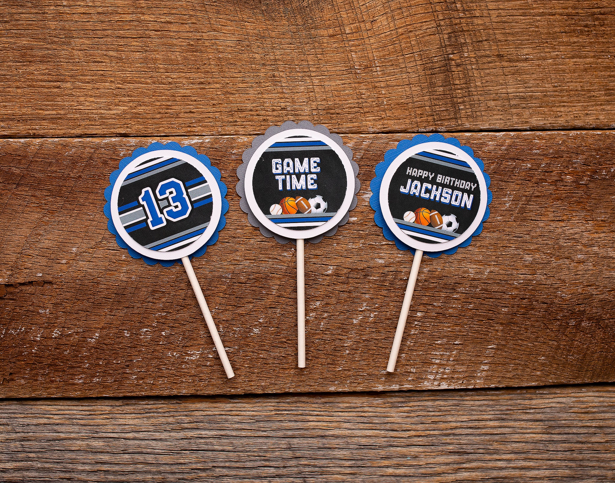 Sports Birthday Cupcake Toppers Sports Party First Birthday - Etsy