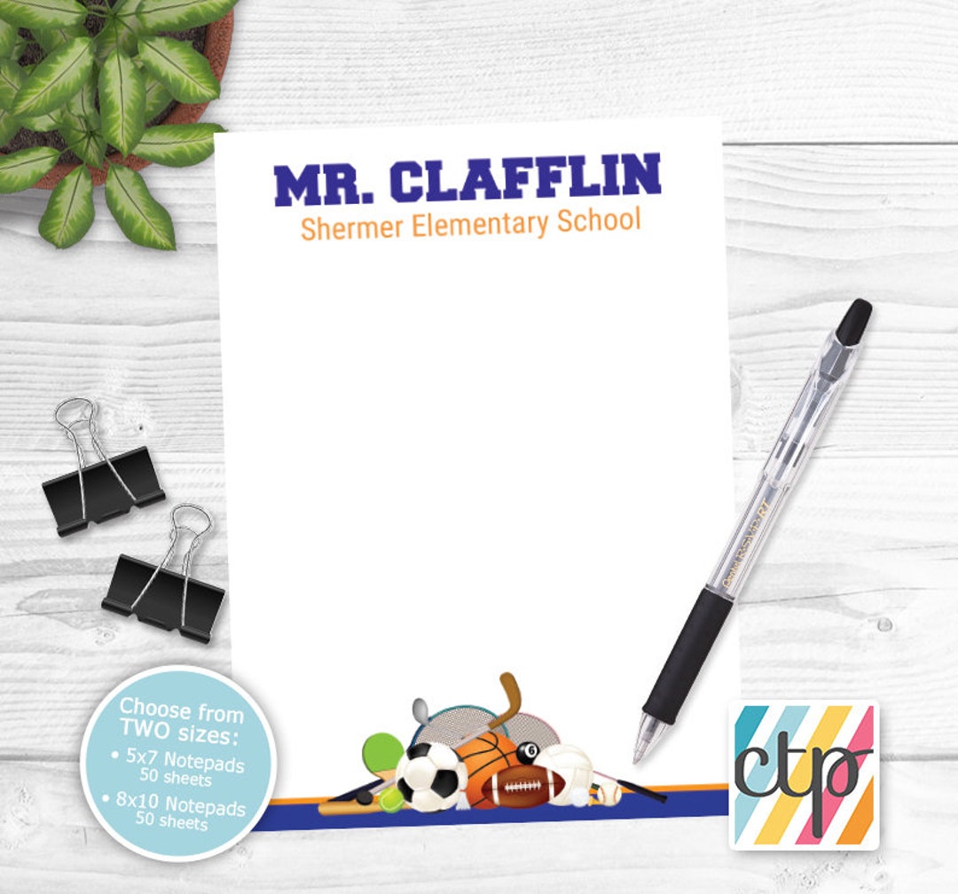 Custom Note Pad, Personalized Notepads, Personalized Teacher Gift ...