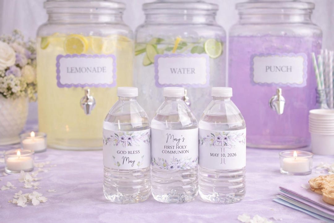 Water Bottle Labels for Religious Celebration, Personalized and ...