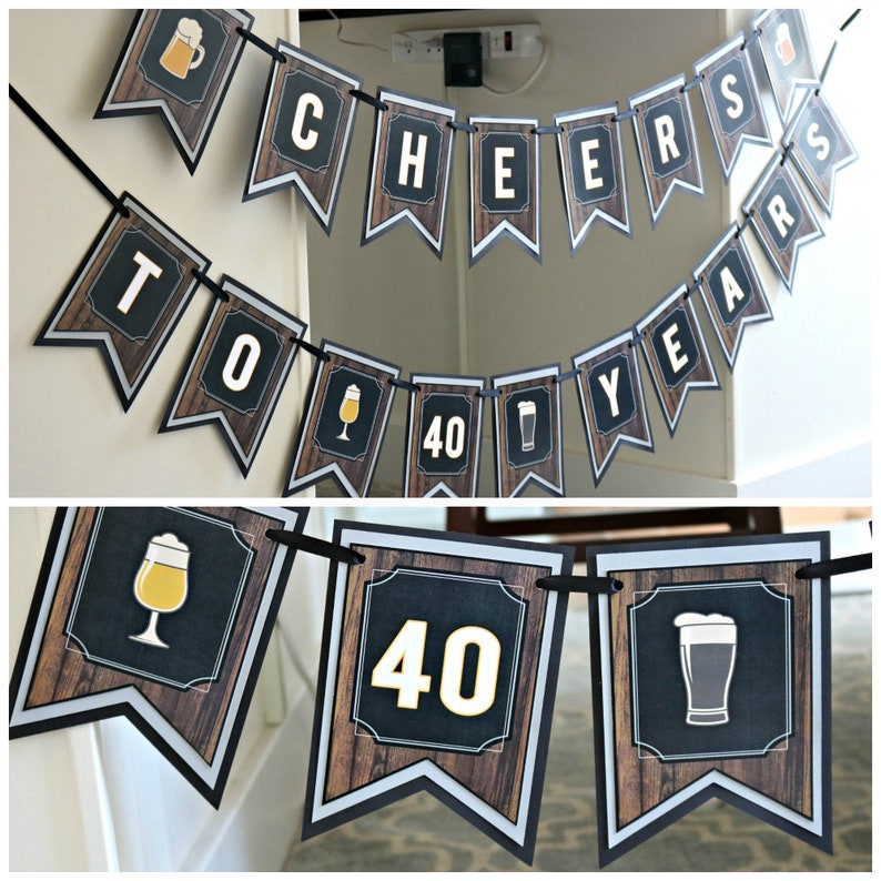 Cheers to 40 Years Banner Masculine Birthday Banner Craft - Etsy