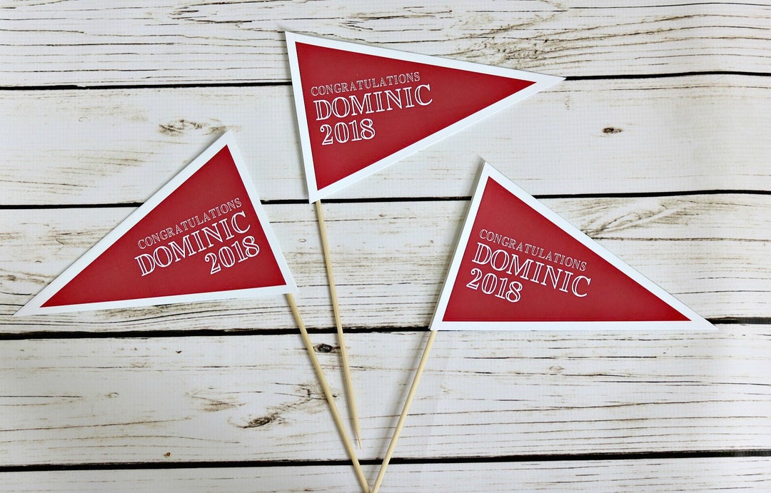 Graduation Pennant Flag Centerpiece Sticks, Personalized, Any School ...